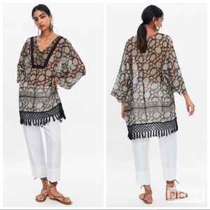 Zara | Tops | Nwt Zara Printed Caftan With Metallic Thread | Poshmark